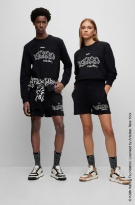 BOSS - Short BOSS x Keith Haring en molleton de coton mélangé