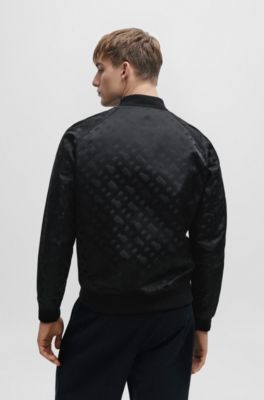 BOSS - Regular-fit jacket with 3D-effect monogram jacquard - Black