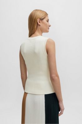 BOSS - Sleeveless knitted top with ribbed structure
