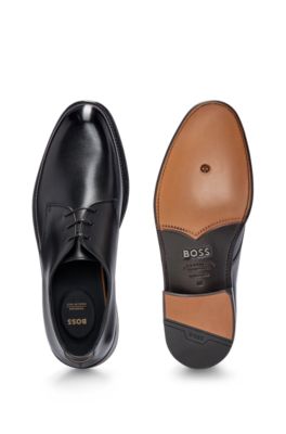 BOSS - Italian-made Derby shoes in burnished leather