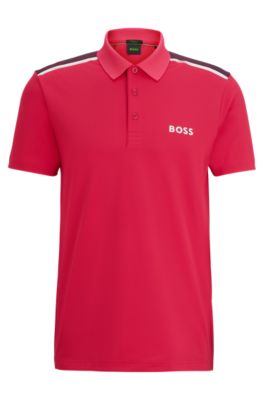 BOSS - Polo con elástico técnico y logo en contraste - Rosa claro