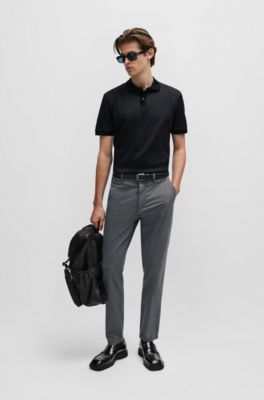 BOSS - Structured-cotton polo shirt with mercerized finish