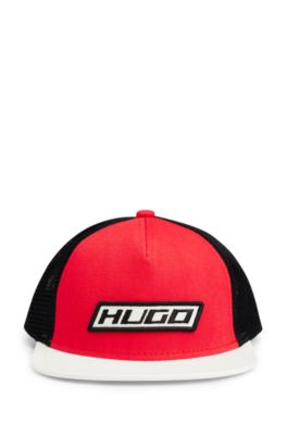 HUGO - Trucker cap in cotton twill with racing-inspired details - Black