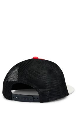 HUGO - Trucker cap in cotton twill with racing-inspired details - Black