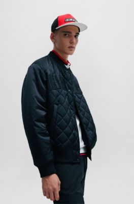 HUGO - Trucker cap in cotton twill with racing-inspired details - Black