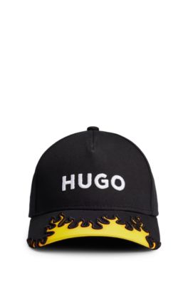 HUGO - Cotton-twill cap with 3D flame and logo embroidery