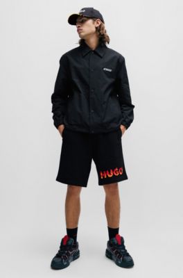 HUGO - Cotton-twill cap with 3D flame and logo embroidery