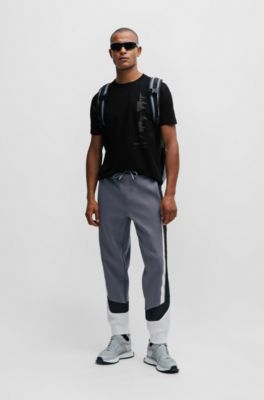 BOSS - Stretch-cotton T-shirt with decorative reflective artwork