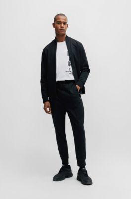 BOSS - Stretch-cotton T-shirt with decorative reflective artwork - White