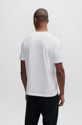 BOSS - Stretch-cotton T-shirt with decorative reflective artwork - White