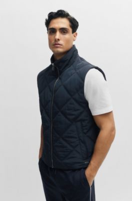 BOSS - Regular-fit gilet with quilting and inside zip pockets - Dark Blue
