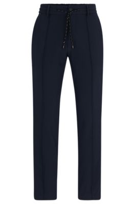 BOSS - Pantalones slim fit en tela bielástica - Azul oscuro