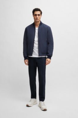 BOSS - Pantalones slim fit en tela bielástica - Azul oscuro