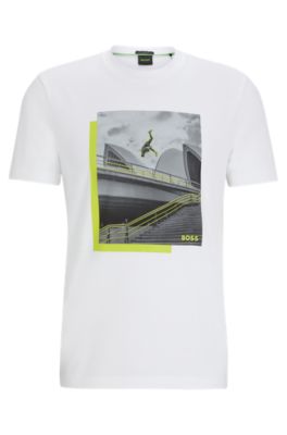 BOSS - Photo-print T-shirt in stretch-cotton jersey - White