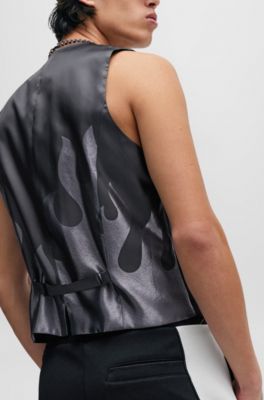 HUGO - Extra-slim-fit waistcoat with flame artwork