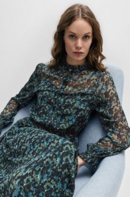 BOSS - Vestido midi regular fit con estampado digital