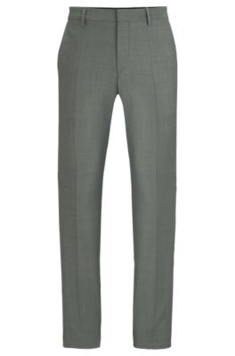 HUGO - Slim-fit trousers in patterned super-flex fabric - Dark Green