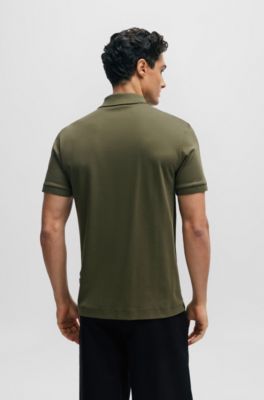 BOSS - Structured-cotton slim-fit polo shirt with zip placket
