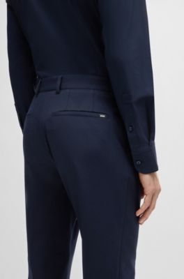 BOSS - Slim-fit trousers in micro-patterned performance-stretch fabric