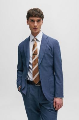 BOSS - Slim-fit shirt in cotton dobby with angled cuffs