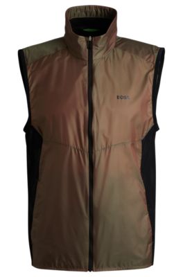 BOSS - Water-repellent packable gilet in iridescent ripstop material