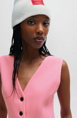 HUGO - Regular-fit cropped waistcoat in stretch fabric - light pink