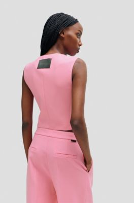 HUGO - Regular-fit cropped waistcoat in stretch fabric - light pink