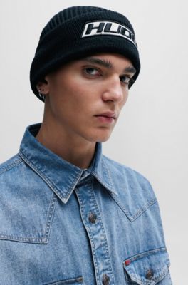 HUGO - Oversize-fit denim shirt with flap chest pockets