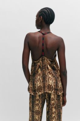 HUGO - Pajama vest in satin with snake print - Patterned