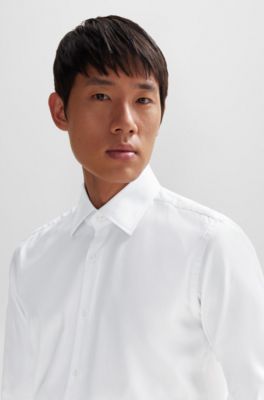 BOSS - Camisa regular fit en algodón elástico Oxford de planchado fácil