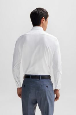 BOSS - Camisa regular fit en algodón elástico Oxford de planchado fácil