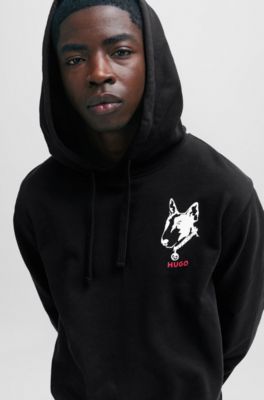 HUGO - Sudadera con capucha relaxed fit de felpa de rizo con gráfico de ...