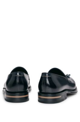 BOSS - Italian-crafted leather loafers with tassel trim