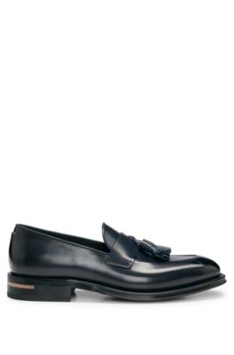 BOSS - Italian-crafted leather loafers with tassel trim