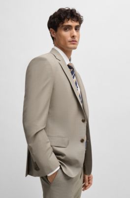 BOSS - Traje slim fit de paño elástico con microestampado - Beige