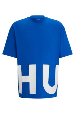 HUGO - Cotton-jersey T-shirt with wrap-around logo