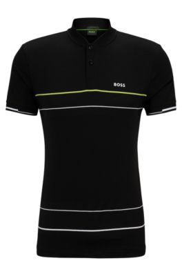 BOSS - Jersey polo shirt with engineered stripe