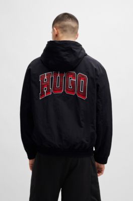 HUGO - Water-repellent slim-fit jacket with sporty logos