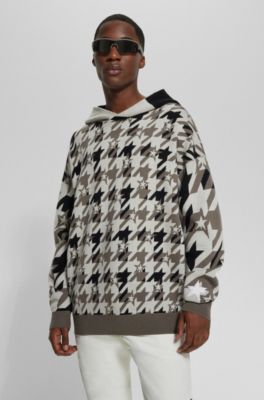 BOSS - BOSS x Perfect Moment knitted-wool hoodie with houndstooth pattern