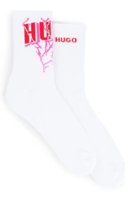 HUGO - Two-pack of short socks with logos - White