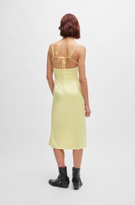 HUGO - Slim-fit dress in satin with logo trim