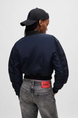 HUGO - Cropped bomber jacket in water-repellent material - Light Blue