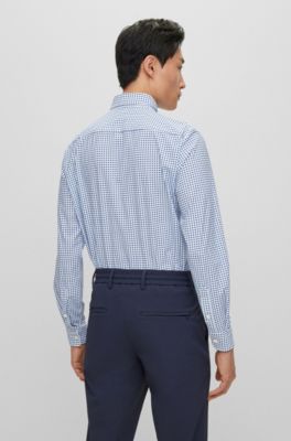 BOSS - Slim-fit shirt with Kent collar in printed material