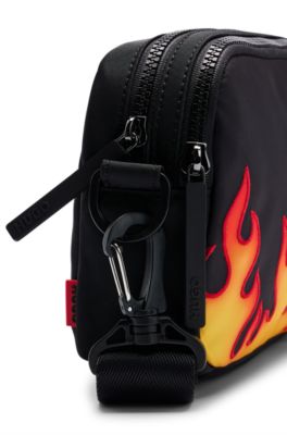 HUGO - Cross-body bag with flame embroidery