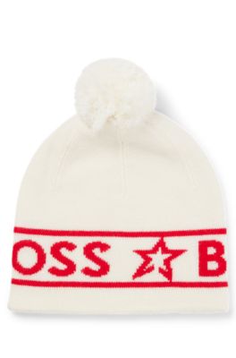 BOSS - BOSS x Perfect Moment wool beanie hat with logo intarsia - White