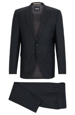 BOSS - Regular-fit suit in a micro-patterned wool blend - Light Grey