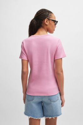 HUGO - T-shirt with embroidered stacked logo