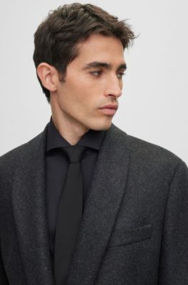 BOSS - Relaxed-fit jacket in virgin wool with shawl collar - Dark Grey