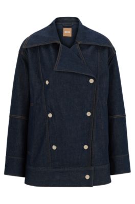 BOSS - Relaxed-fit denim jacket with double-breasted closure