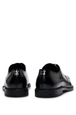 HUGO - Leather Derby shoes with stacked logo detail